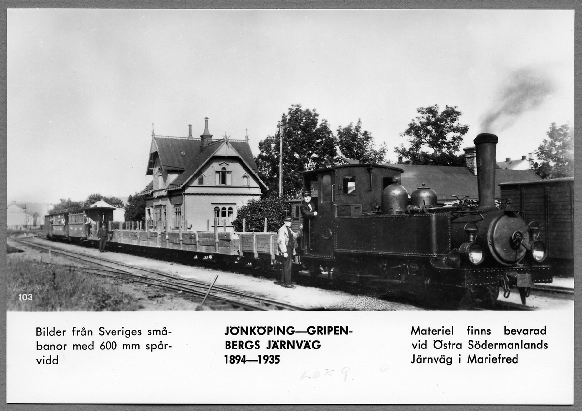 Jönköping-Gripenbergs Järnväg, JGJ lok 9 vid Jönköping Östra station ...